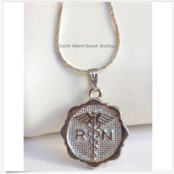 Jewelry | Silver Rn Caduceus Nursing Necklace 18 Nurse | Poshmark